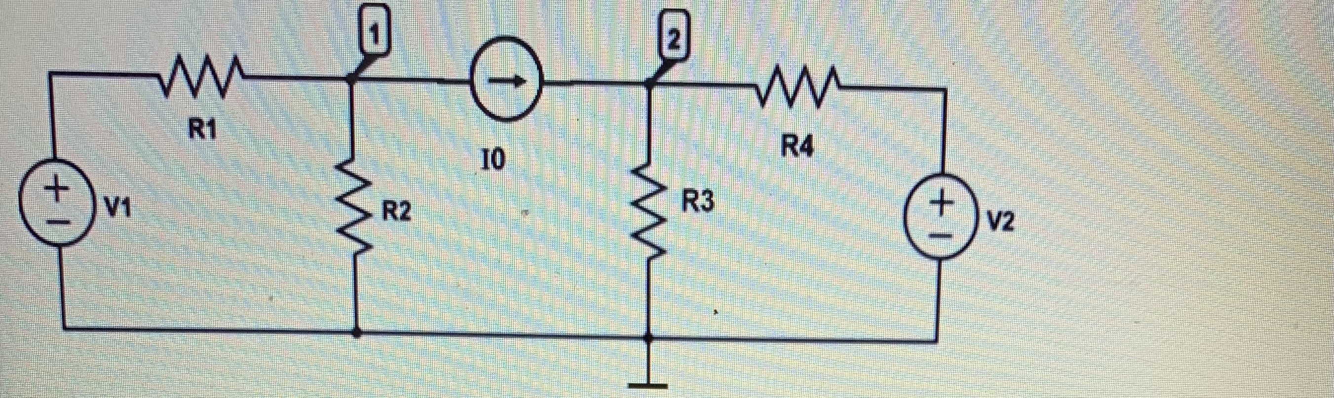 Solved Q1. In the above circuit, V1=129 V, V2=70 V, I0=3 A, | Chegg.com