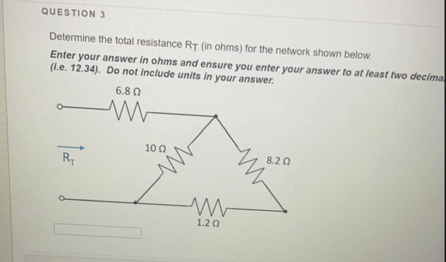 Solved Determine the total resistance Rt (in ohms) for the | Chegg.com