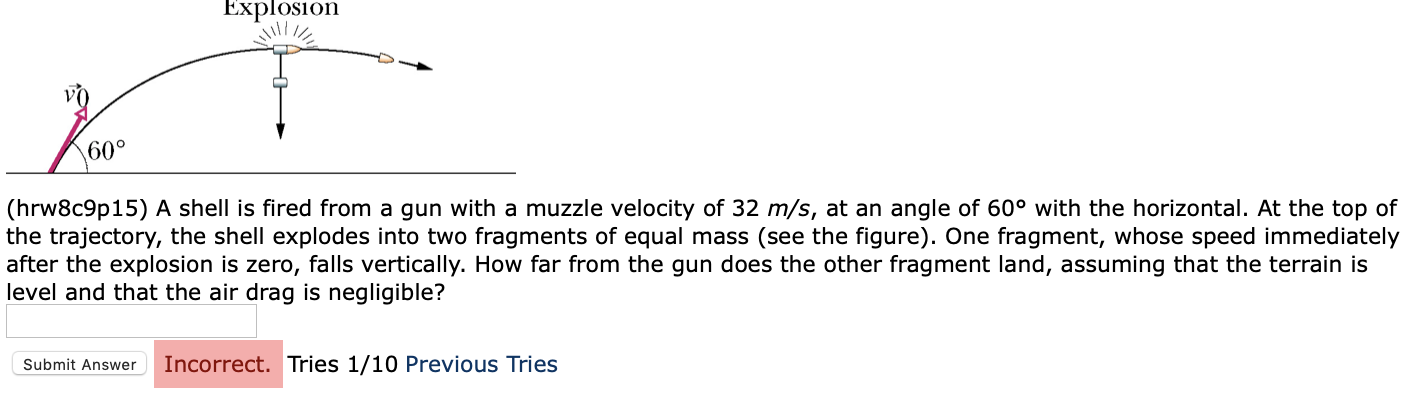 Solved A shell is fired from a gun with a muzzle velocity of | Chegg.com