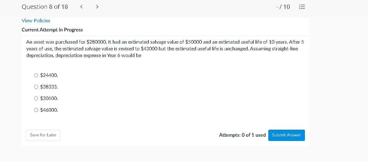 Solved Question 8 of 18 - / 10 III View Policies Current | Chegg.com