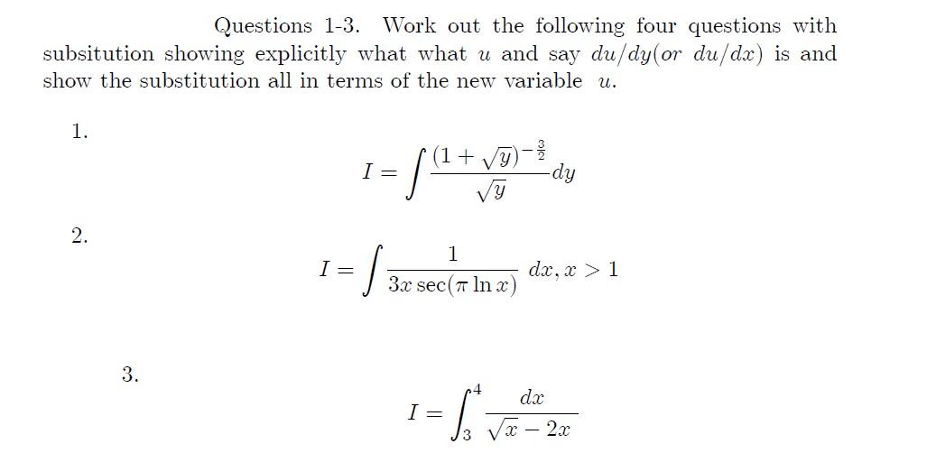 Solved Questions 1-3. Work out the following four questions | Chegg.com