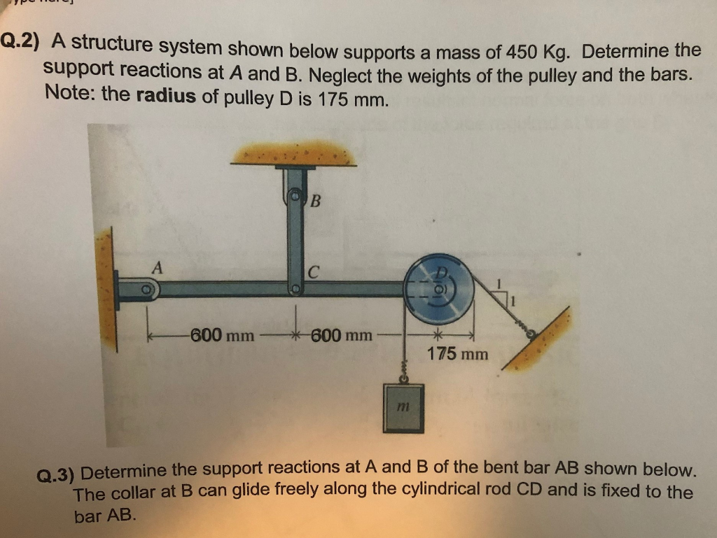 Solved Q.2) A structure system shown below supports a mass | Chegg.com