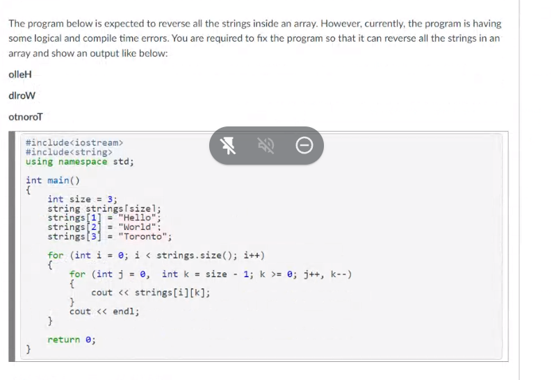 Solved The program below is expected to reverse all the | Chegg.com