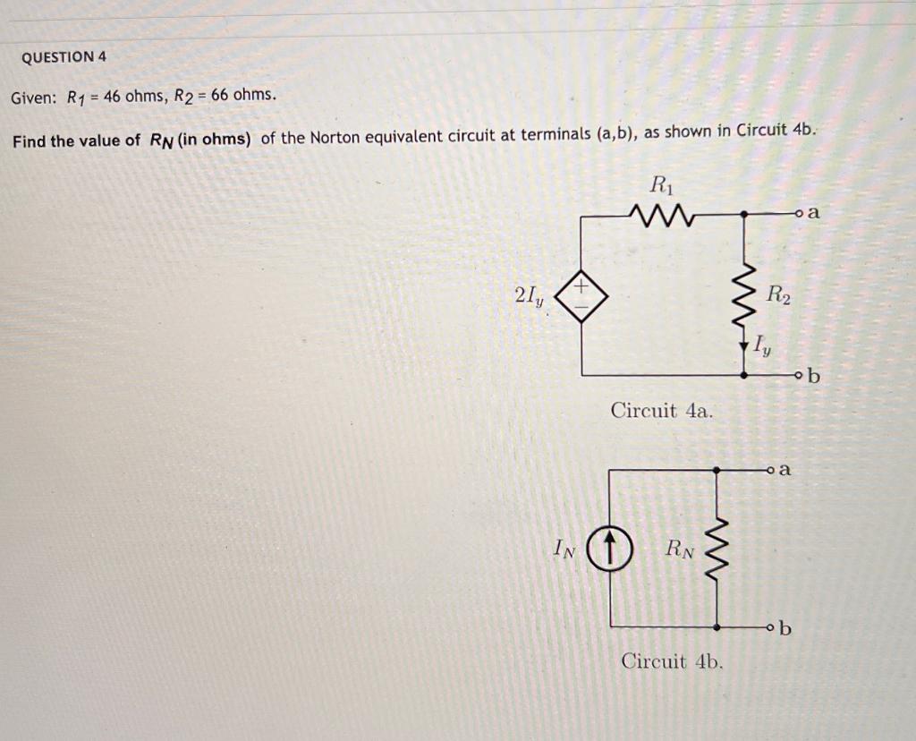 Solved Given: R1=46 ohms, R2=66 ohms. Find the value of RN | Chegg.com