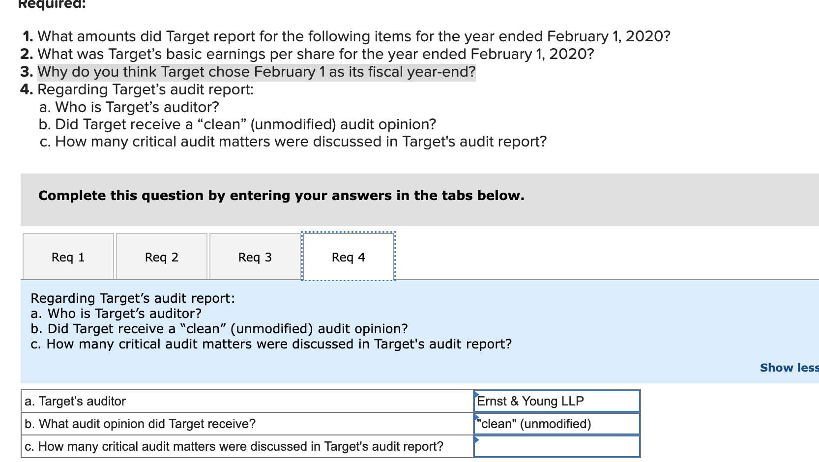 Solved 1. What amounts did Target report for the following | Chegg.com