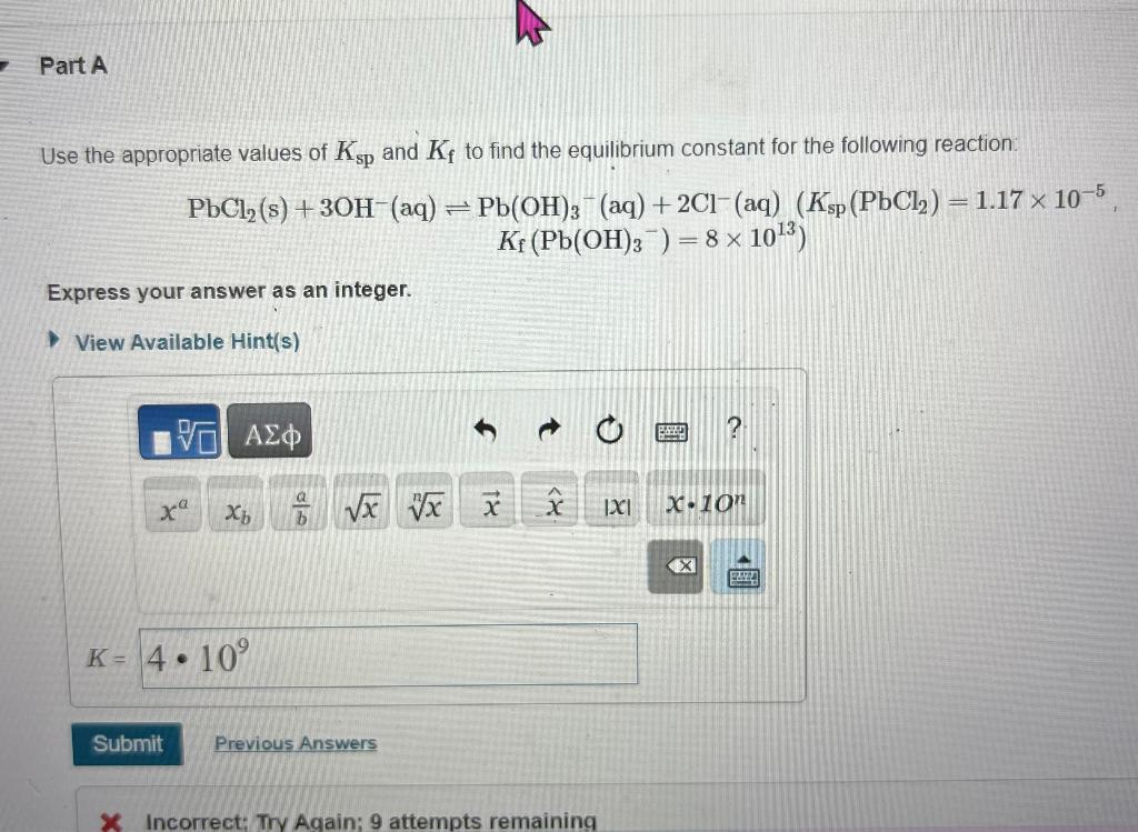 Solved Use the appropriate values of Ksp and Kf to find the | Chegg.com