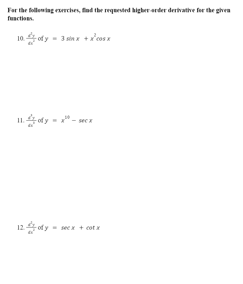 Solved For the following exercises, find the requested | Chegg.com Solved For the following exercises, find the requested | Chegg.com