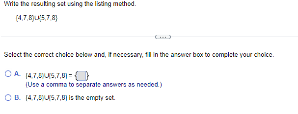 Solved Write the resulting set using the listing method. | Chegg.com