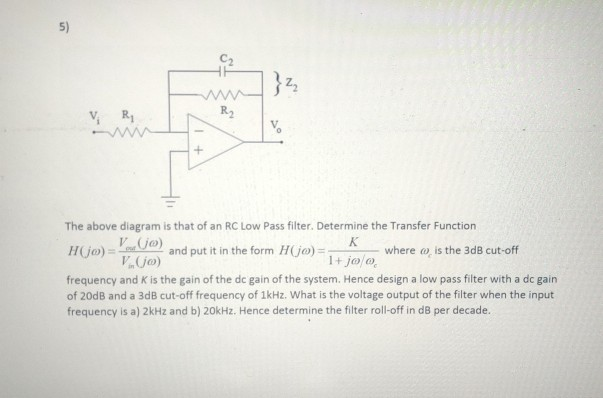 Solved K The above diagram is that of an RC Low Pass filter. | Chegg.com