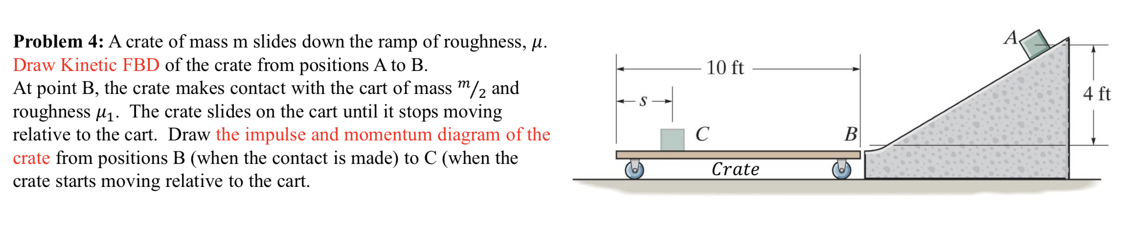 Solved 10 ft 4 ft S Problem 4: A crate of mass m slides down | Chegg.com