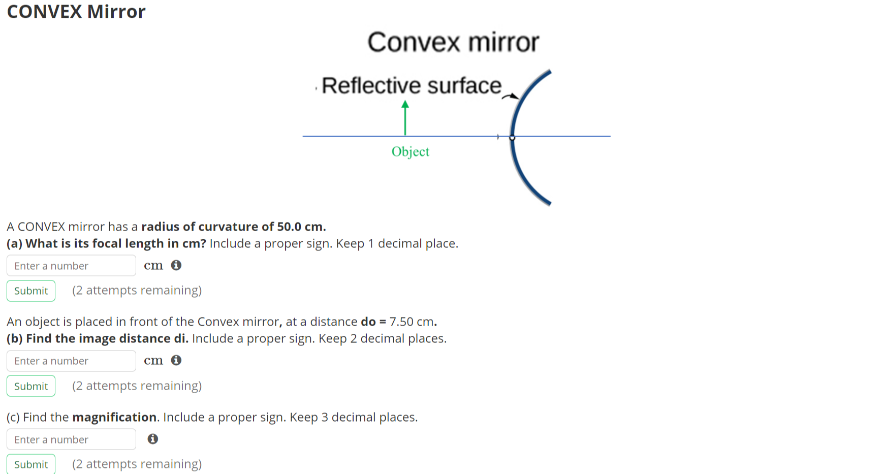 Solved CONVEX Mirror Convex mirror Reflective surface Object | Chegg.com