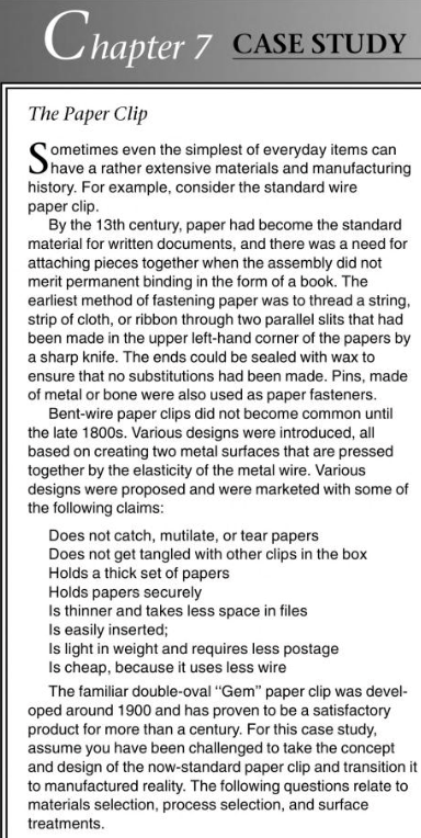 Solved Chapter 7 CASE STUDY The Paper Clip Some ometimes | Chegg.com