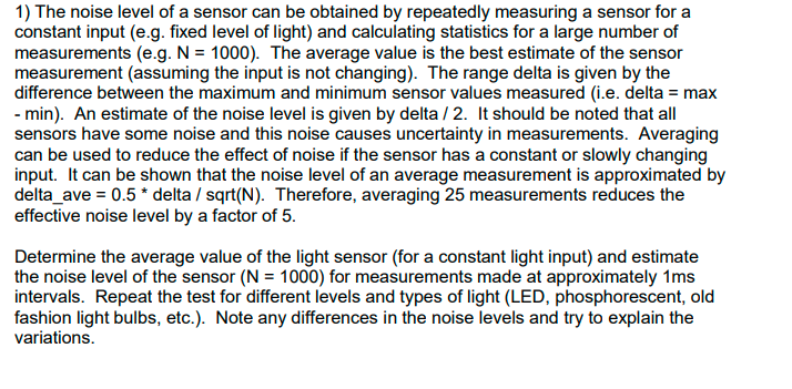 arduino: The noise level of a sensor can be obtained | Chegg.com