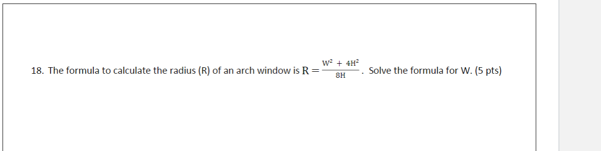 Solved W2 + 4H2 18. The formula to calculate the radius (R) | Chegg.com