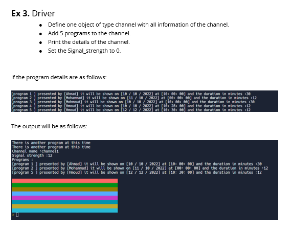 Solved Define and implement a class Program as described | Chegg.com