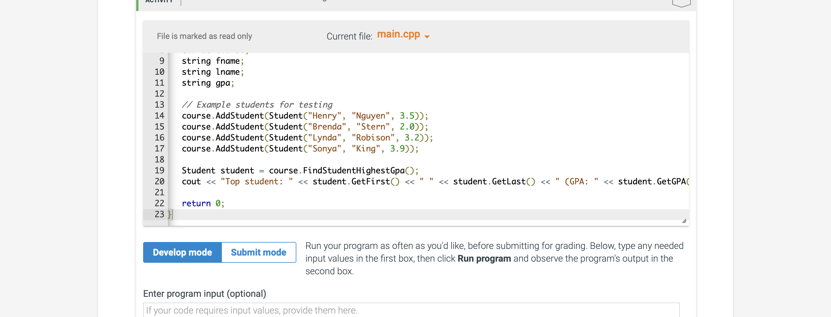 Solved 32.16 LAB: Find student with highest GPA Complete the | Chegg.com