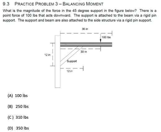 Solved 9.3 PRACTICE PROBLEM 3 - BALANCING MOMENT What is the | Chegg.com