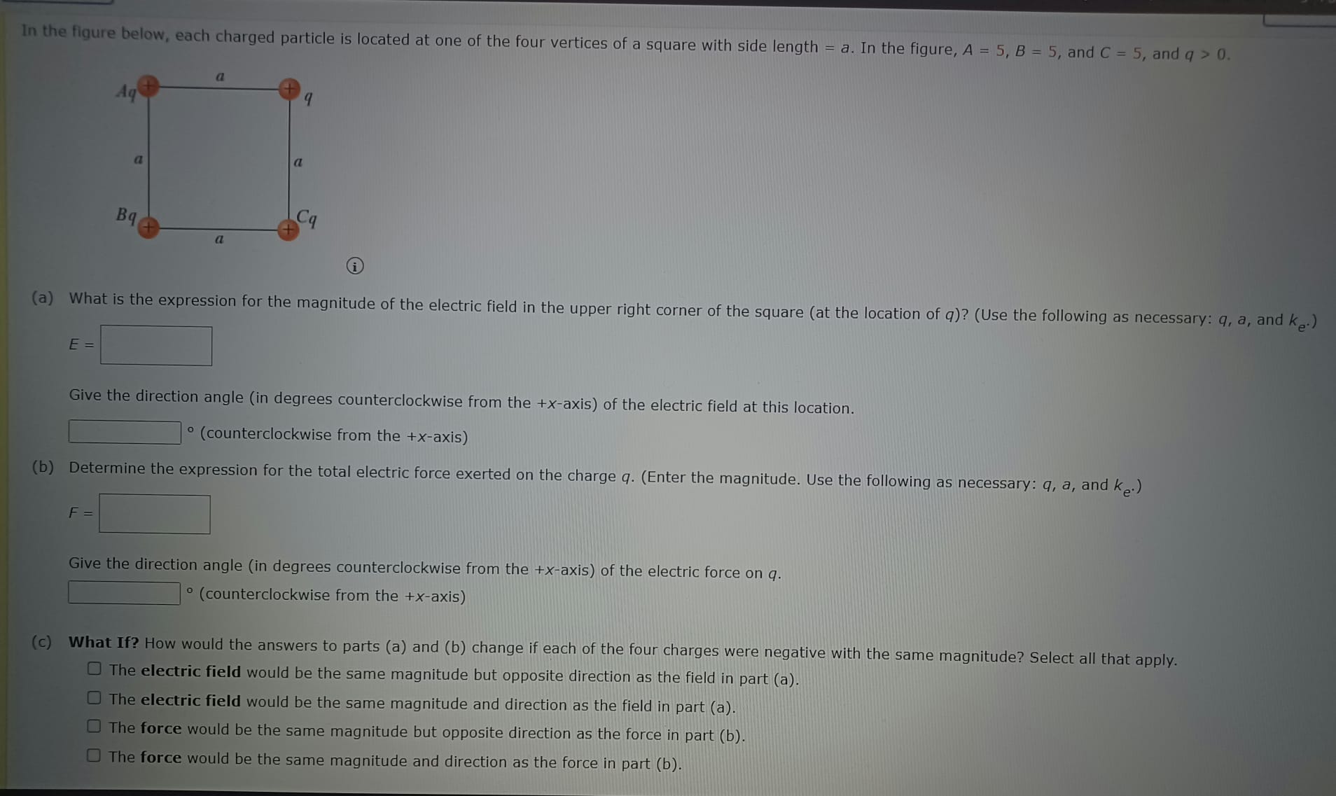 Solved In the figure below, each charged particle is located | Chegg.com