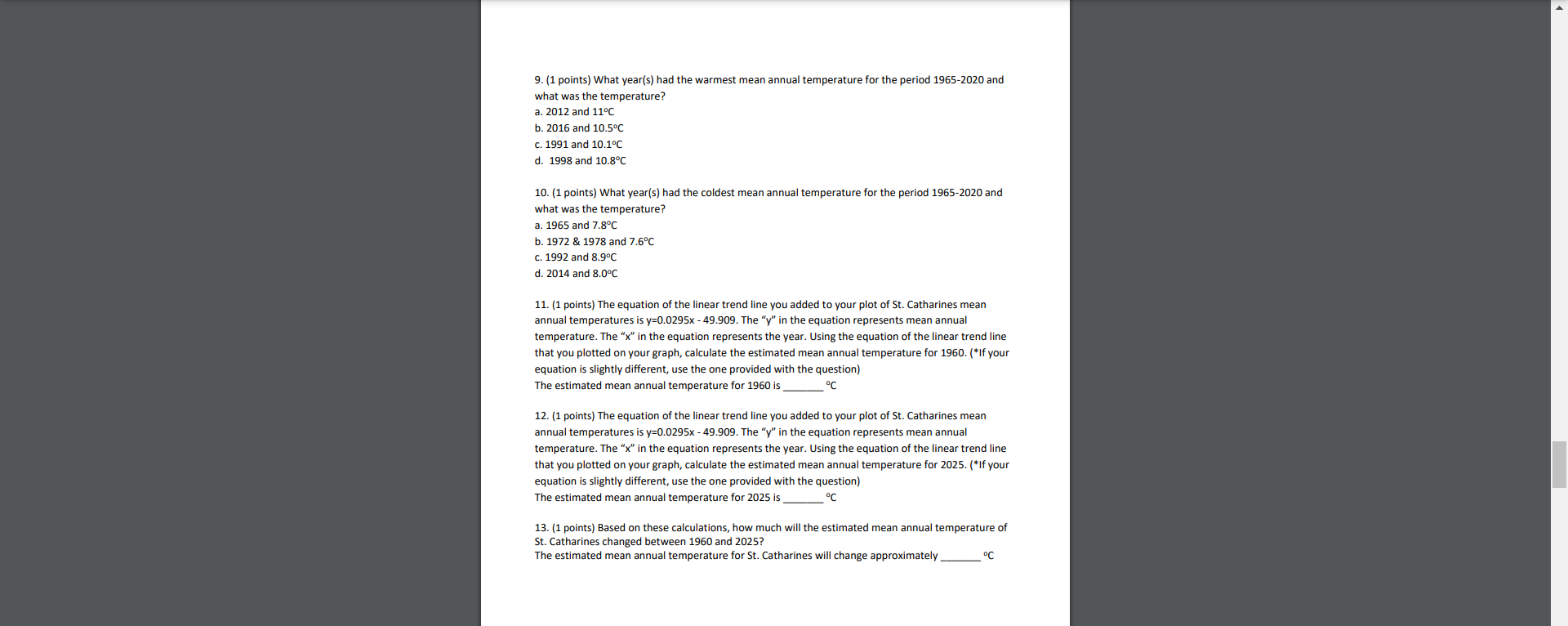 Solved Part 2 - Plotting and Interpreting St. Catharines | Chegg.com