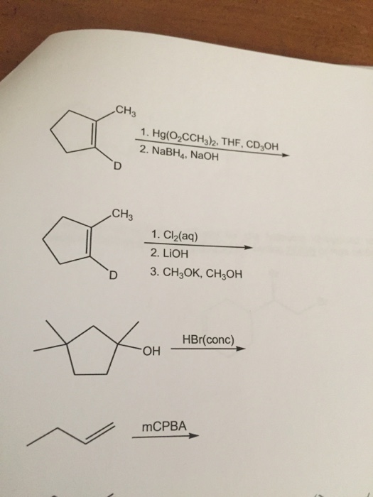 Solved CH3 1. Hg(O2CCH3)2, THF, CD OH 2. NaBH4, NaOH CH3 1. | Chegg.com