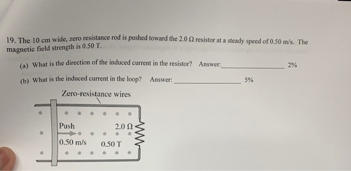 Solved ro resistance rod is pushed toward the 2.0 Ω resistor | Chegg.com
