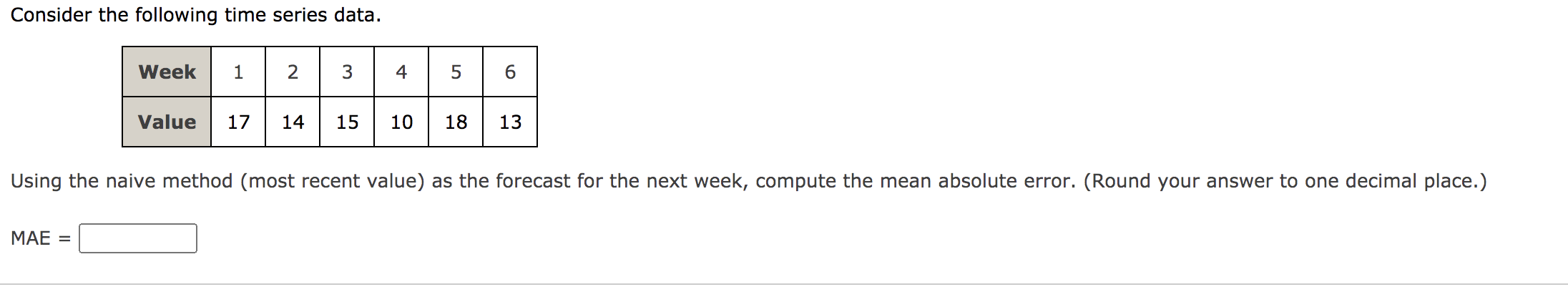 Solved Consider the following time series data. Week 1 2 3 4 | Chegg.com