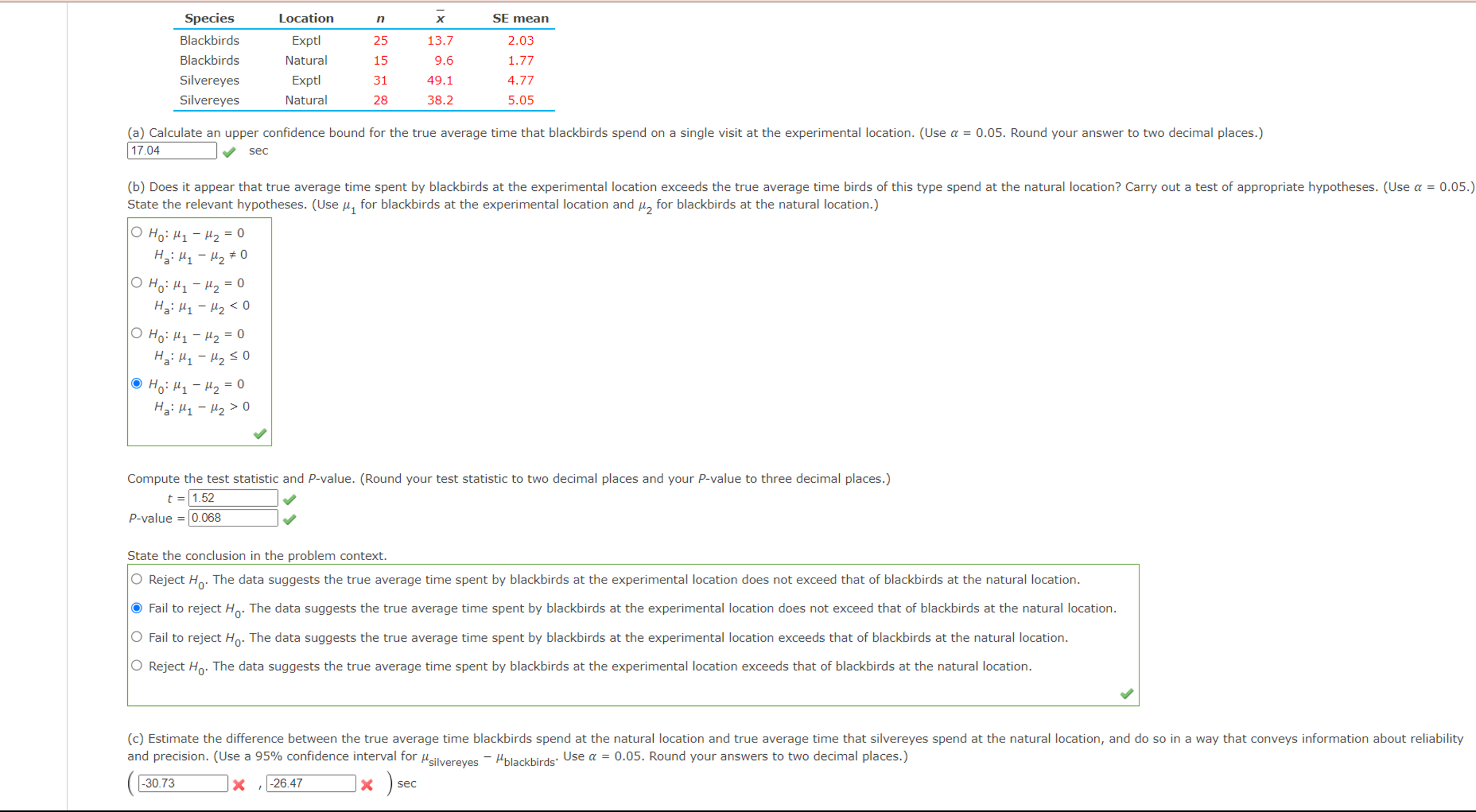 Solved (a) ﻿Calculate an upper confidence bound for the true | Chegg.com