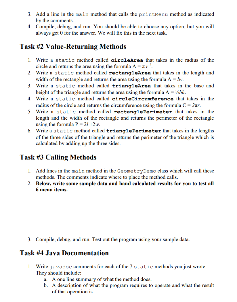 Solved Chapter 5 Lab Methods Lab Objectives . Be able to | Chegg.com