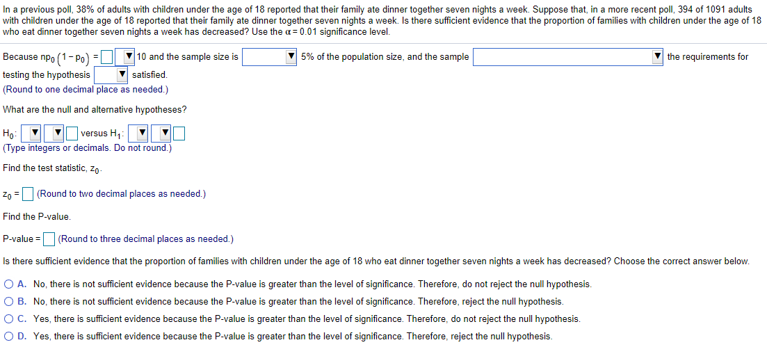Solved drop down options: 1) the sample size is greater than | Chegg.com