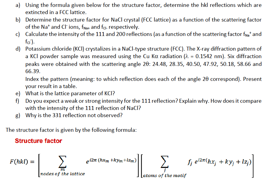 Solved a) Using the formula given below for the structure | Chegg.com
