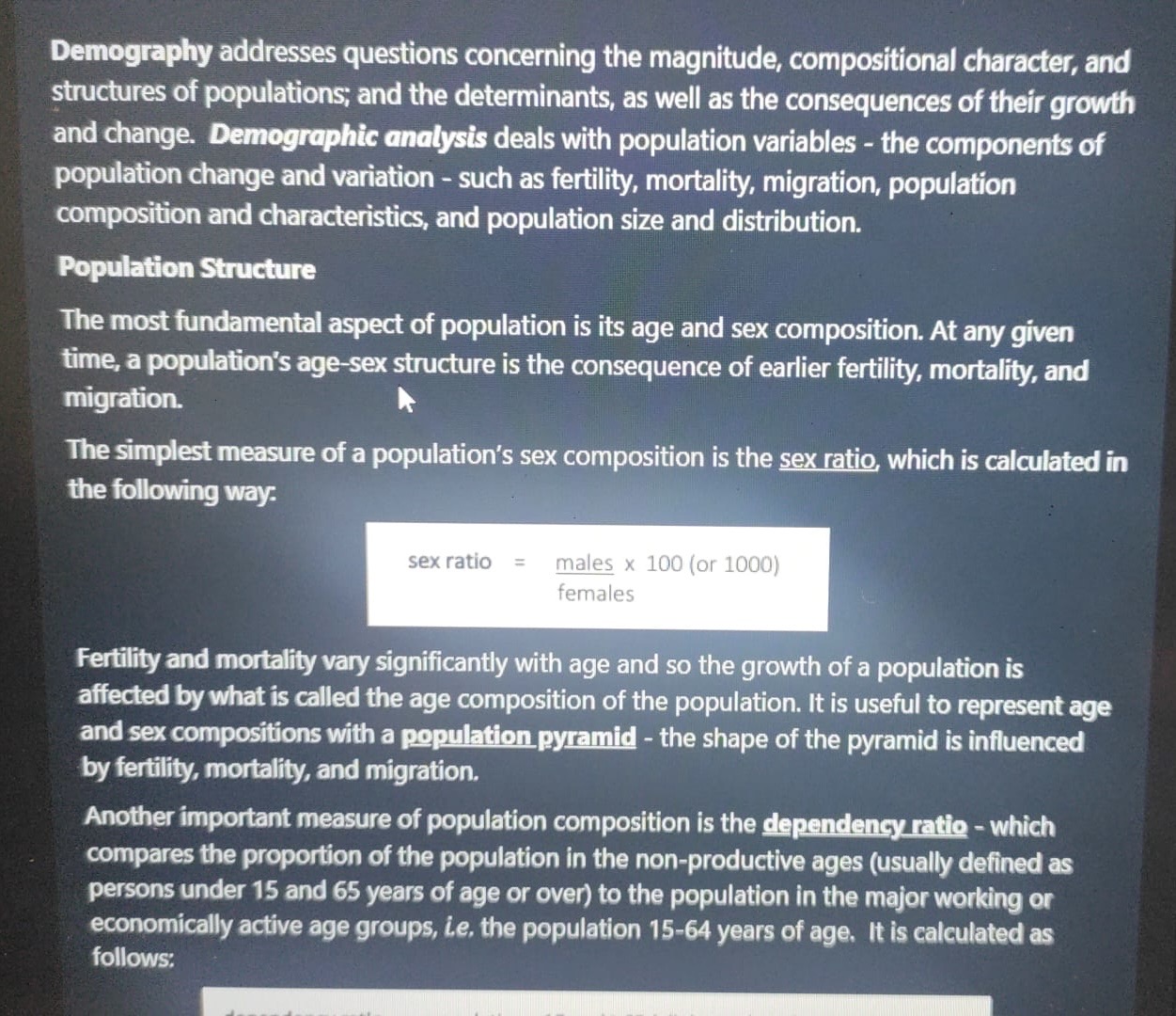 Solved Demography addresses questions concerning the | Chegg.com