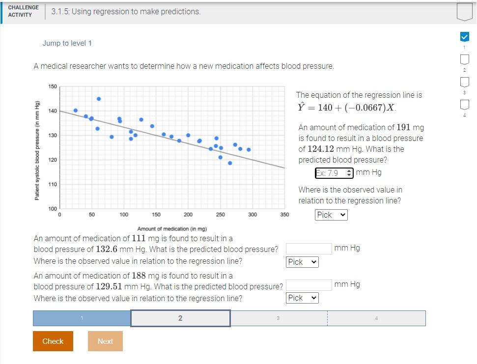 CHALLENGE ACTIVITY 3.1.5: Using regression to make | Chegg.com