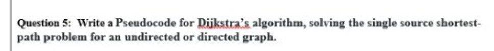 Solved Question 5: Write a Pseudocode for Dijkstra's | Chegg.com