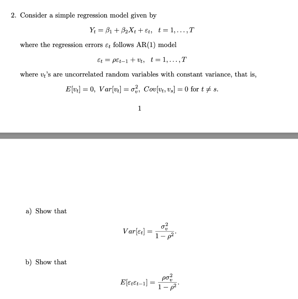 Solved 2 Consider A Simple Regression Model Given By 4902