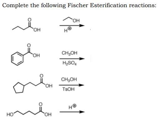 Solved Complete the following Fischer Esterification | Chegg.com