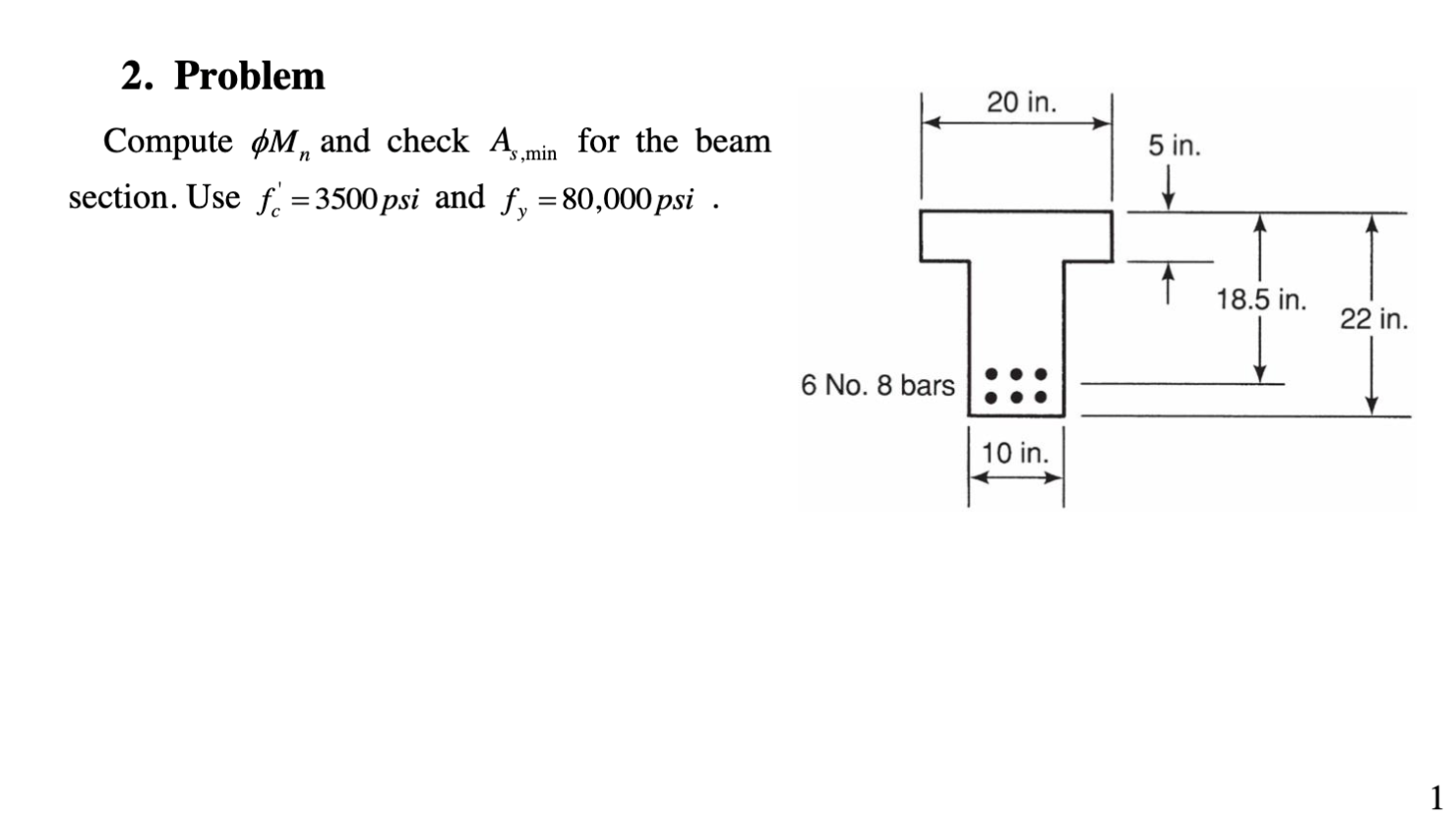 Solved 2. Problem Compute ϕMn and check As,min for the beam | Chegg.com