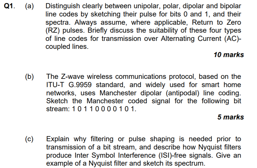 Q1. (a) Distinguish clearly between unipolar, polar, | Chegg.com