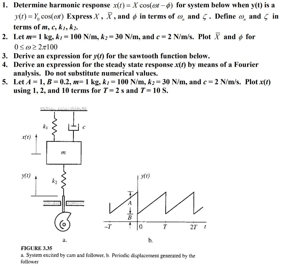 Solved 1. Determine harmonic response x(t) = X cos(@t-º) for | Chegg.com