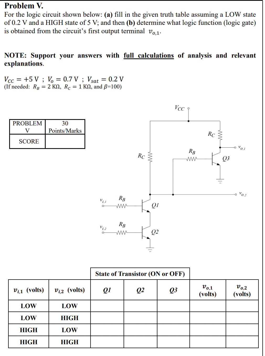 Solved Problem V. For the logic circuit shown below: (a) | Chegg.com