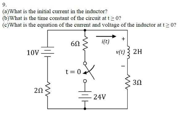 Solved 9. (a)What is the initial current in the inductor? | Chegg.com