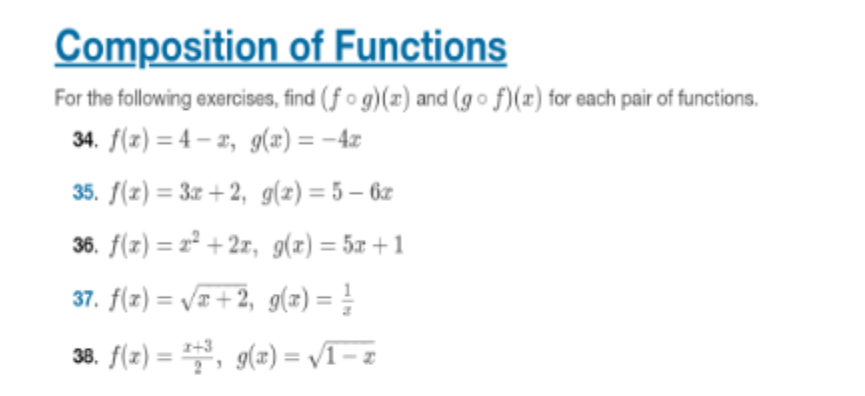 Solved Composition of ﻿FunctionsFor the following exercises, | Chegg.com