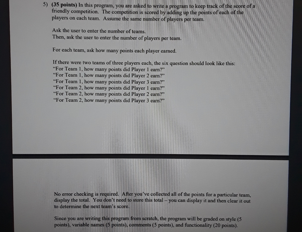 Solved 5) (35 points) In this program, you are asked to | Chegg.com