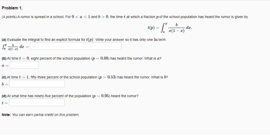 Solved Problem 1. (4 points) A rumor is spread in a school. | Chegg.com