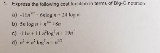 Solved 1. Express the following cost function in terms of | Chegg.com