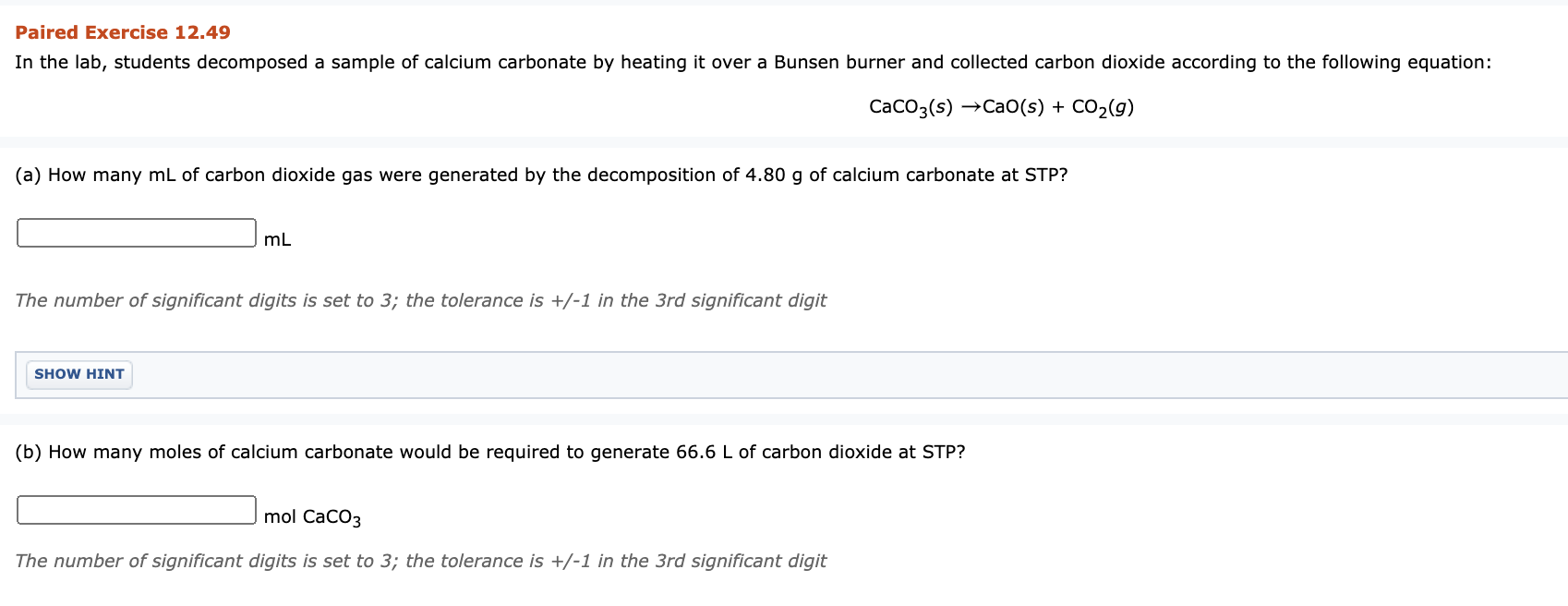 Solved Paired Exercise 12.49 In the lab, students decomposed | Chegg.com