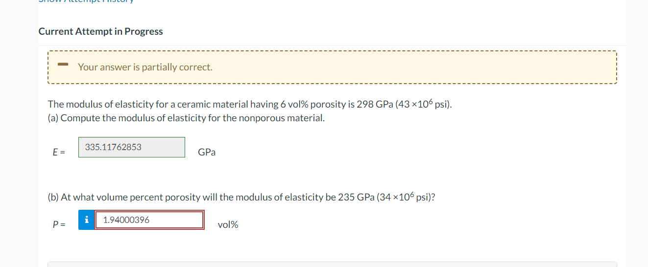 Solved The modulus of elasticity for a ceramic material | Chegg.com