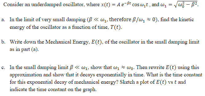 Solved Consider an underdamped oscillator, where | Chegg.com
