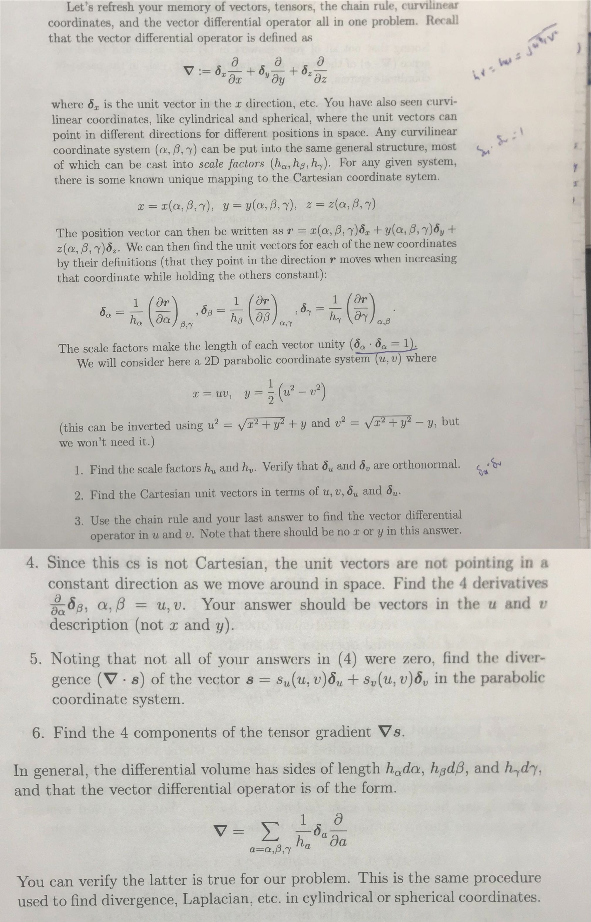 Solved Let's refresh your memory of vectors, tensors, the | Chegg.com