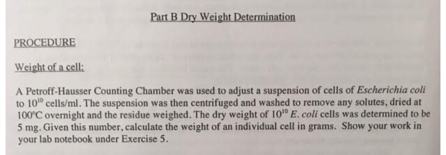Solved Part B Dry Weight Determination PROCEDURE Weight of a | Chegg.com