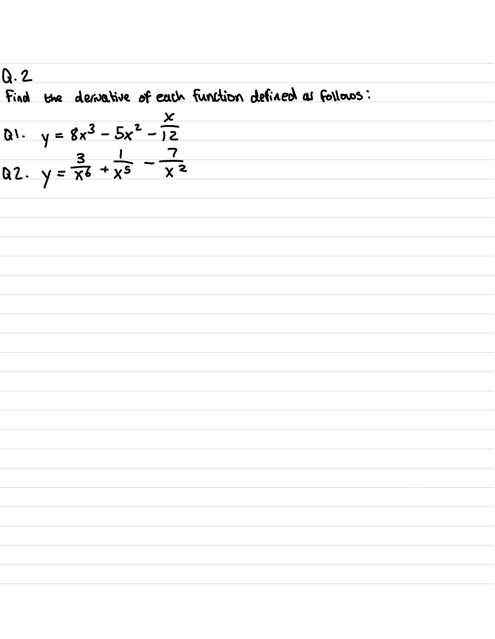 Solved by an EXPERT Q. 2Find the derivative of ﻿each function defined ...